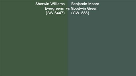 Sherwin Williams Evergreens Sw 6447 Vs Benjamin Moore Goodwin Green