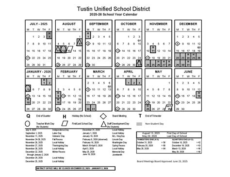 Tustin Unified School District Calendar 2025 2026 In Pdf