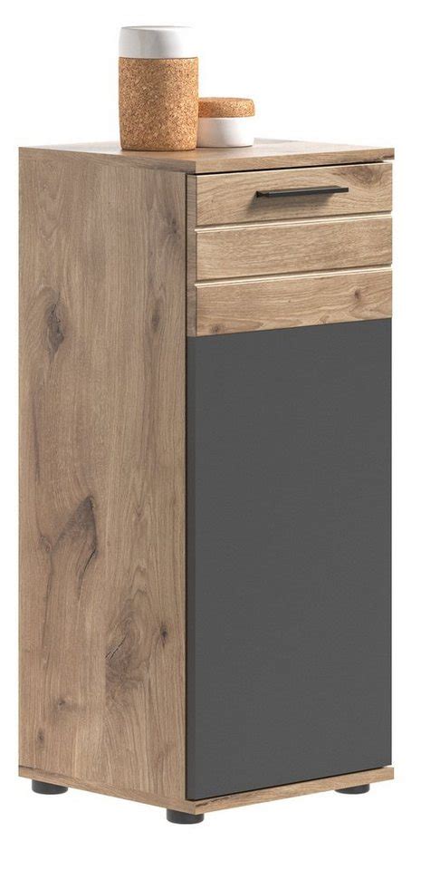The Kuup Mehrzweckschrank Badstandschrank I Korpus Nox Oak I Front Grau