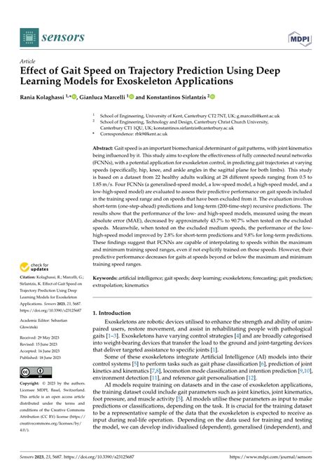 Pdf Effect Of Gait Speed On Trajectory Prediction Using Deep Learning