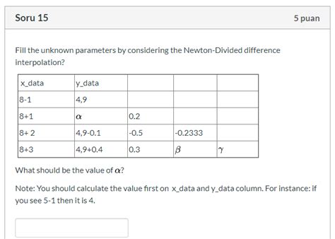 Solved Soru Puan Fill The Unknown Parameters By Chegg Com