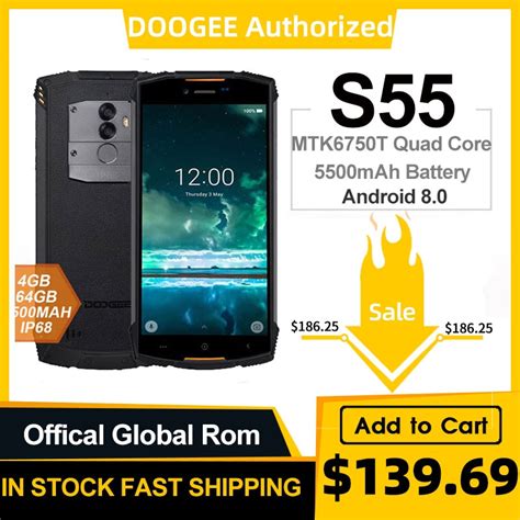 IP68 DOOGEE S55 outdoor waterproof Smartphone Octa Core 4GB RAM