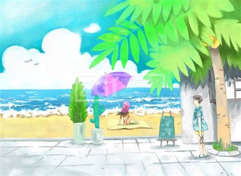 계절여름 C170619c Cooltree 일러스트 여름 커플 페인터 그림 회화 일러스트 핸드드로잉 드로잉 이미지 아트 만화 클립 클립아트 삽화