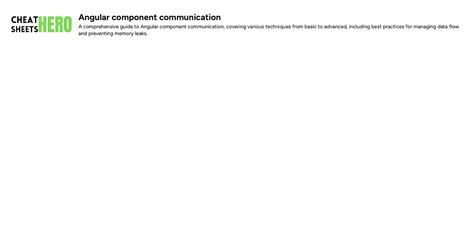 Angular Component Communication Cheatsheet By Cheat Sheets Hero