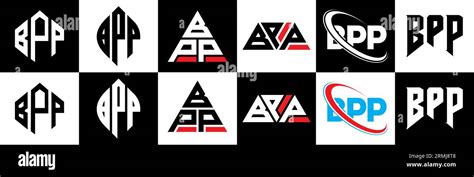Bpp Letter Logo Design In Six Style Bpp Polygon Circle Triangle Hexagon Flat And Simple