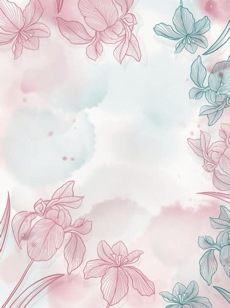 Fundo Aquarela Com Moldura De Flores Em Tons Pastéis Foto Premium