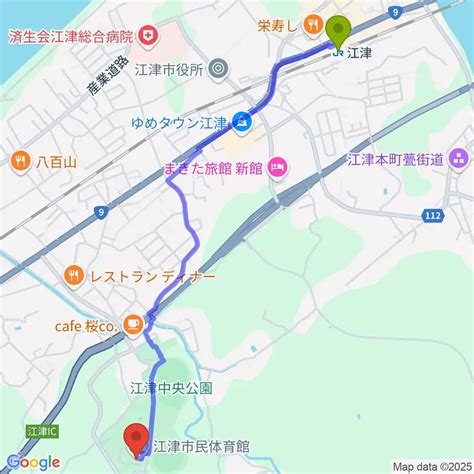 江津市民体育館の最寄駅江津駅からの徒歩ルート約30分 MDATA