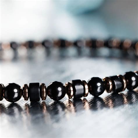 Black Onyx Bracelet 4mm Elegant Design Silver Finish