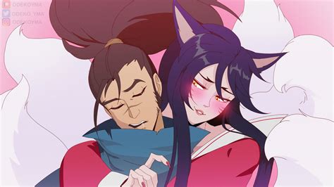 Ahri And Yasuo League Of Legends Drawn By Odeko Yma Danbooru