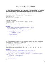 Arrays Worksheet Answers Pdf Arrays Practice Worksheet Answers Q Write The Method Hastrue