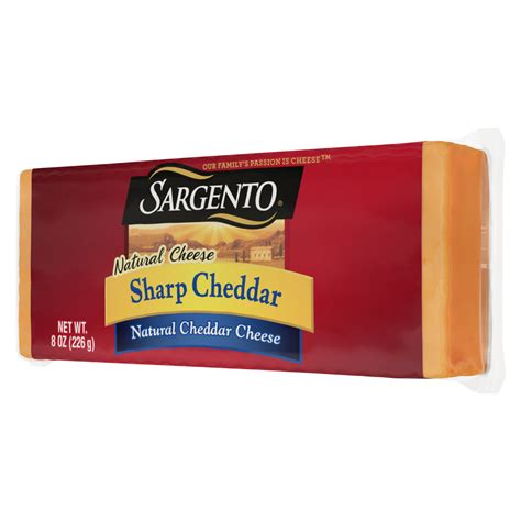 Sargento Cheese Natural Sharp Cheddar Front Right Elevated