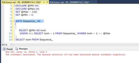 Maxrecursion Option In Cte