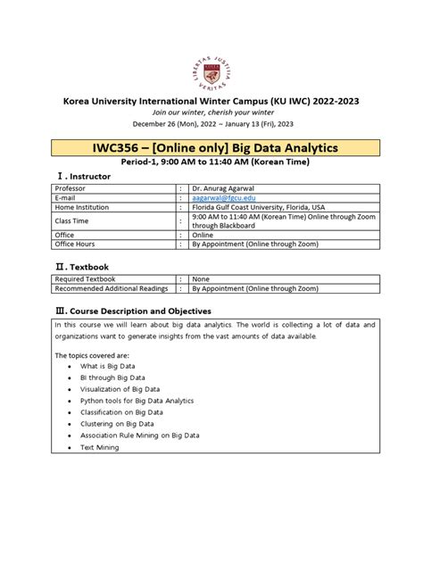 Iwc356 Big Data Analytics Syllabus Pdf Big Data Information
