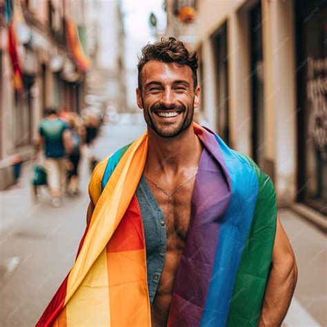 Premium Photo A Man With A Rainbow Colored Shirt Is Holding A Rainbow