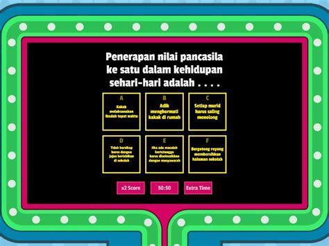 PENERAPAN NILAI PANCASILA DALAM KEHIDUPAN SEHARI HARI Kuis Gameshow