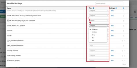 Variable Settings