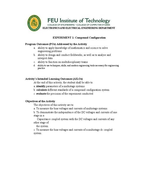 Laboratory Experiment 1 Compound Configuration Download Free Pdf