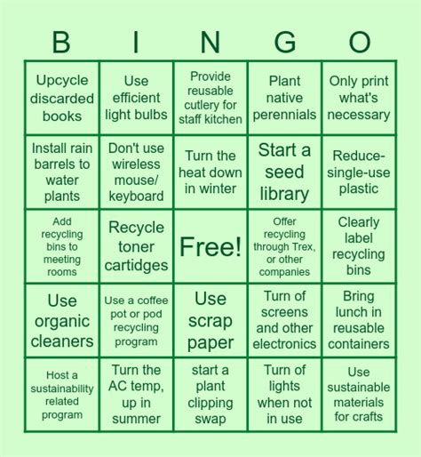 Sustainable Libraries Binog Bingo Card