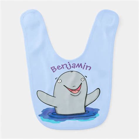 Adorable Happy Porpoise Cartoon Illustration Bib Zazzle