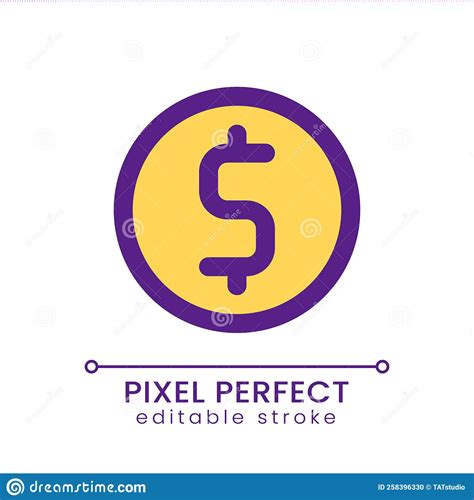 Coin Pixel Perfect Rgb Color Ui Icon Stock Vector Illustration Of