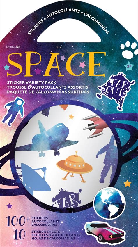Space Themed Sticker Variety Pack 100 Stickers 10 Sheets Ages 3