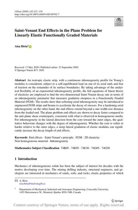 Saint Venant End Effects In The Plane Problem For Linearly Elastic Functionally Graded Materials