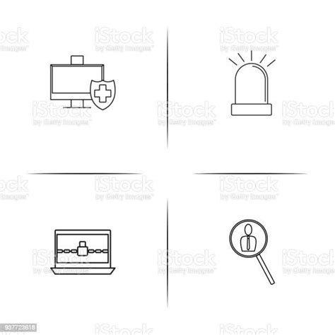 인터넷 보안 간단한 선형 아이콘 설정합니다 개요 벡터 아이콘 긴급 사이렌에 대한 스톡 벡터 아트 및 기타 이미지 긴급 사이렌 디자인 벡터 Istock