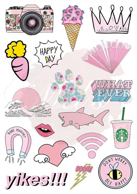 Pink Series Luggage Sticker Type Tumblr Sticker Camera Diamond