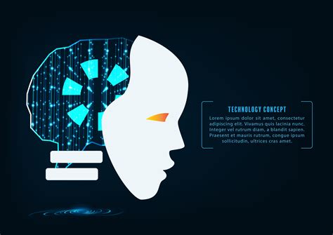 Artificial Intelligence Head Of The Robot With Binary Code Behind