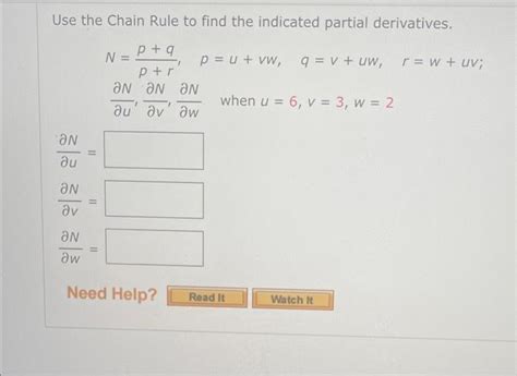 solved use the chain rule to find the indicated partial