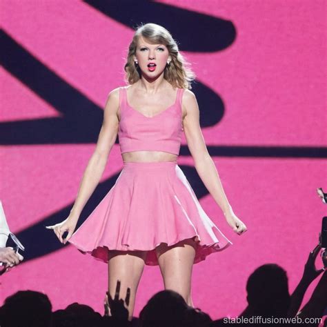 Taylor Swifts Pink Dress In 1989 Tour Stable Diffusion Online