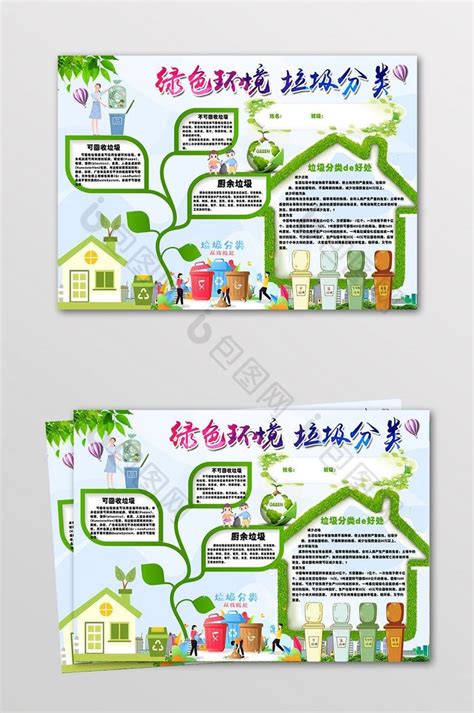 环保垃圾分类电子小报模板 包图网