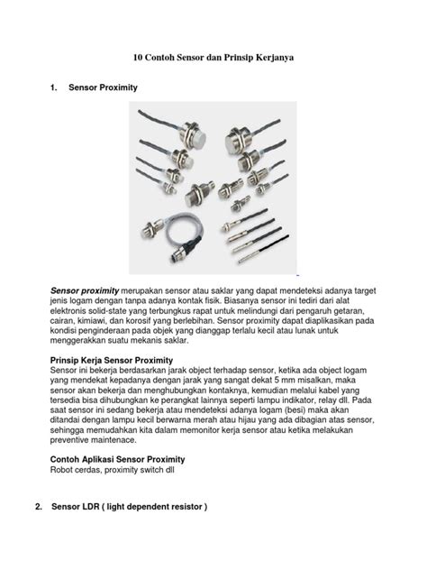 10 Contoh Sensor Dan Prinsip Kerjanya Pdf