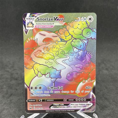 Pokemon Snorlax Vmax 206202 Secret Rare Rainbow Rare Sword And Shield Mp