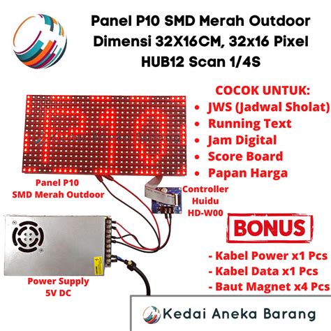 Jual Panel Module Modul LED P10 Running Text SMD Merah Red Outdoor Dot