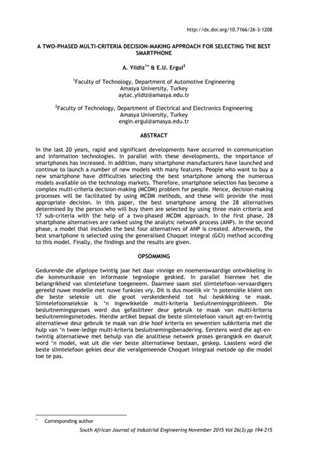Pdf A Two Phased Multi Criteria Decision Making Approach For