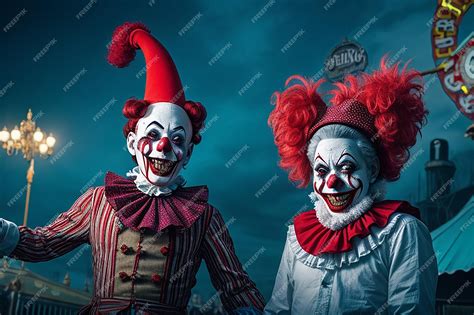 Premium Ai Image Horror Clown And Creapy Funfair Or Circus Concept Of
