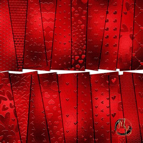 Embossed Scrapbook Paper Download Red Valentine Hearts Shimmering Foil
