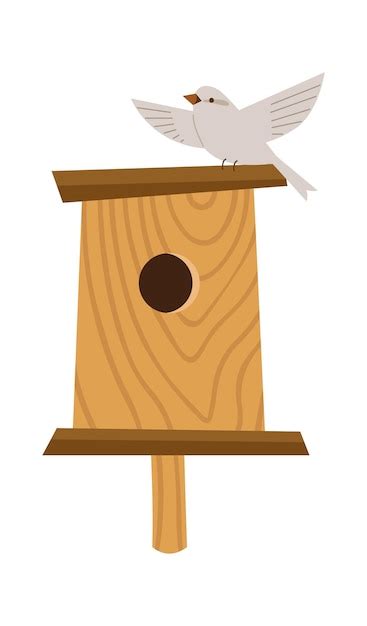 Vintage vogelhaus aus holz mit flacher ikone futterstelle für vögel