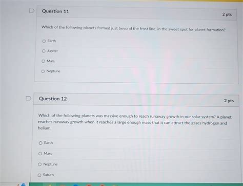 Solved Question 11 2pts Which Of The Following Planets Chegg
