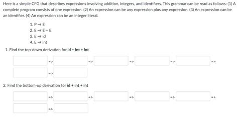 Solved Here Is A Simple Cfg That Describes Expressions