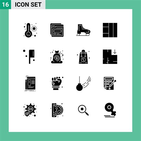 Set Of 16 Vector Solid Glyphs On Grid For Bag Preparation Arctic Food