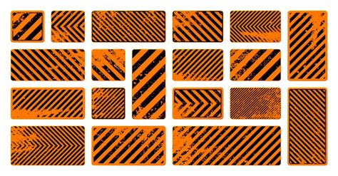 Red Grunge Warning Signs With Diagonal Lines Old Vector Image