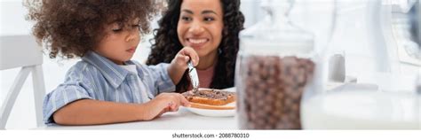 African American Drinking Chocolate Drink Bread Images Stock Photos
