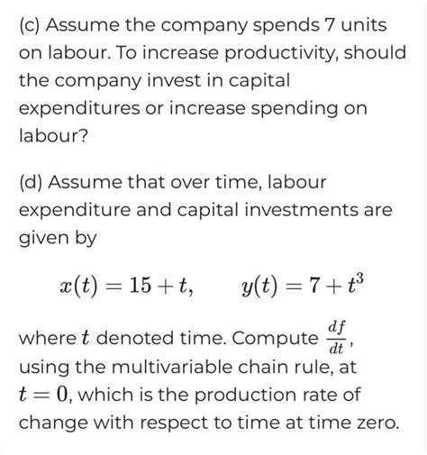 Solved Assume That A Certain Company S Productivity Is Chegg