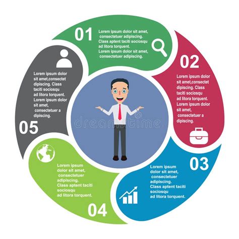 Steps Vector Element In Five Colors With Labels Infographic Diagram