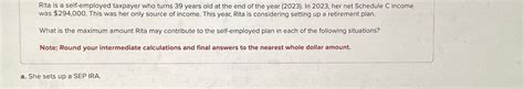 Answered Rita Is A Self Employed Taxpayer Who Bartleby