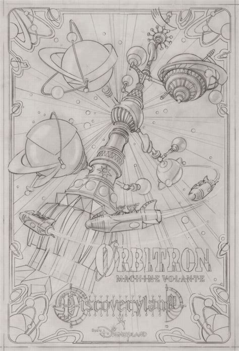 Original Orbitron Attraction Poster Concept Drawing Van Eaton Galleries