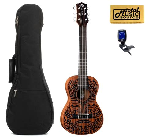 Luna Uke Tribal 6 Ukulele 6 String Natural Bag And Tunerbundle Uke