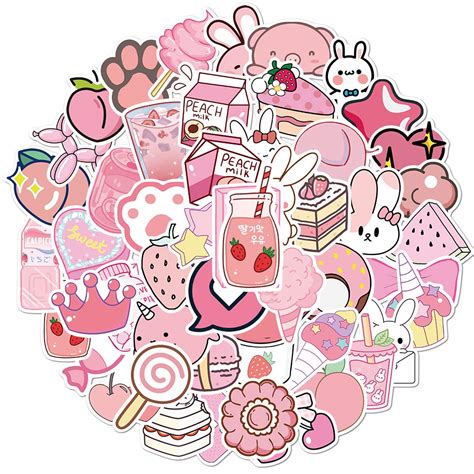 Buy Cute Stickers For Water Bottles 50pcs Waterproof Vinyl Aesthetic Pink Vsco Stickers For
